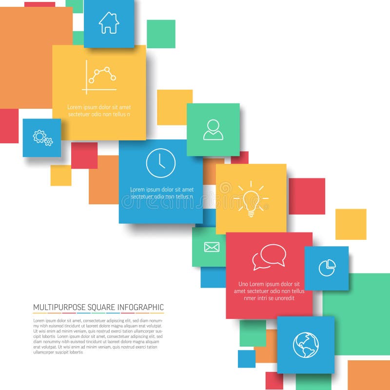 Vector Diagonal Infographic Diagram with Various Descriptive Squares ...