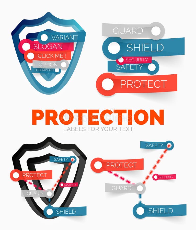 Vector Diagram Elements Set of Protection and Security Shield Concept ...