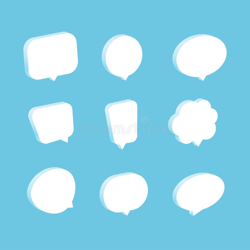 Vector Dialog Box Cloud Bubble Set Isolated on Blue Background. Stock Vector - Illustration of ...