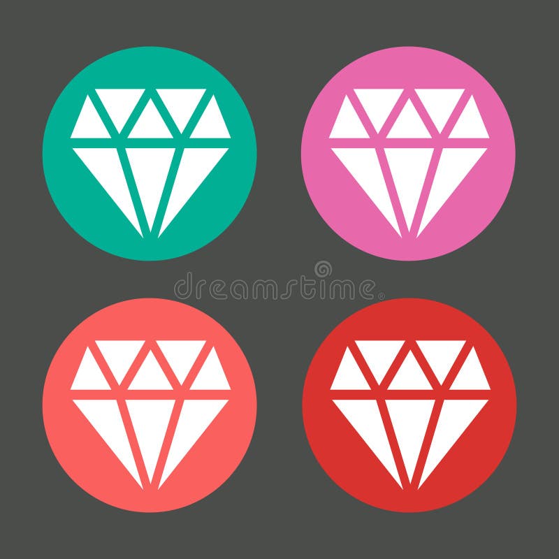 Vector Diamond in Colorful Circles Icons Set Stock Vector ...