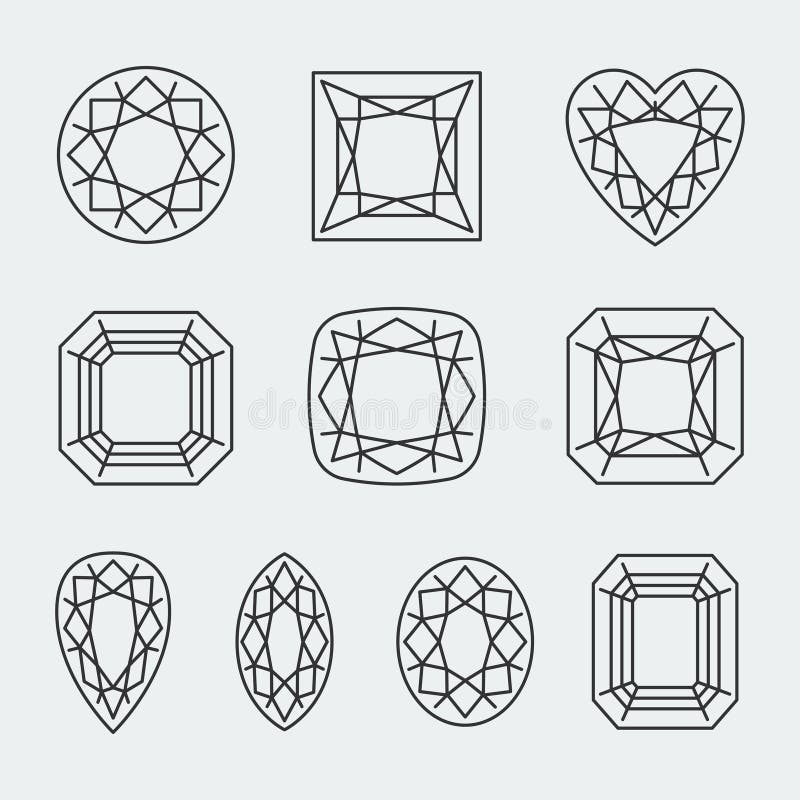 Diamond Cuts and shapes stock vector. Illustration of asscher - 1672517
