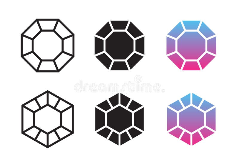 Vector Diamond Icon Set. Diamond Symbols Flat Design Stock Illustration ...