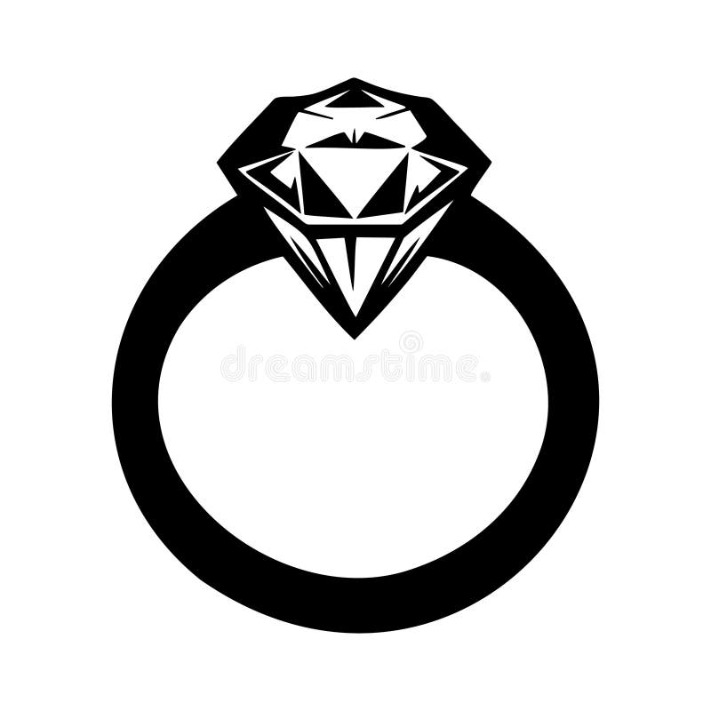 Vector Diamond Ring Icon. Wedding Proposal Jewelry Symbol Stock ...