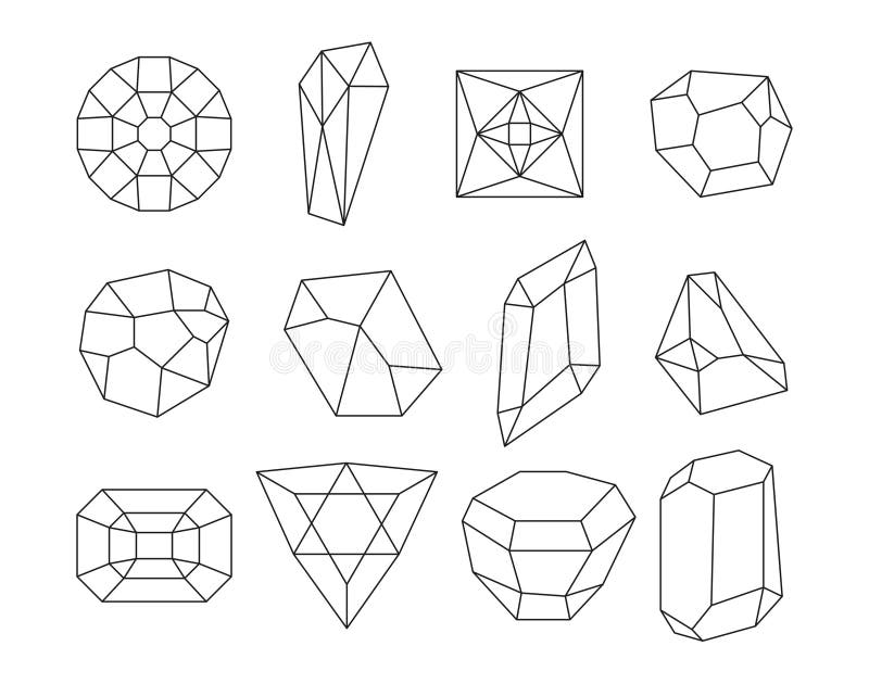 Vector Diamond Shape Linear Outline Stock Vector - Illustration of ...