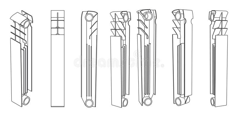 Vector Different View of the Heating Radiator Section Stock Vector ...