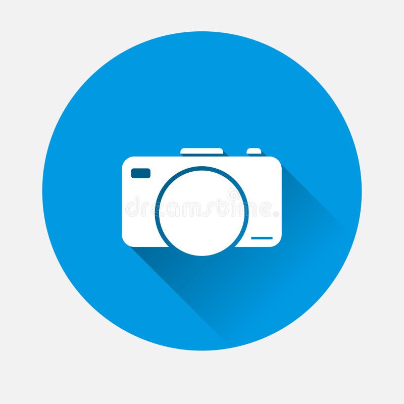 Vector Digital Camera Icon on Blue Background. Flat Image Retro Stock ...