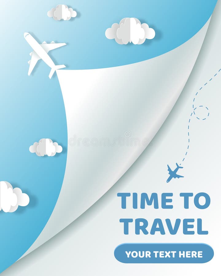 Vector Digital Craft of Travel Banner, Time To Travel Concept Stock ...