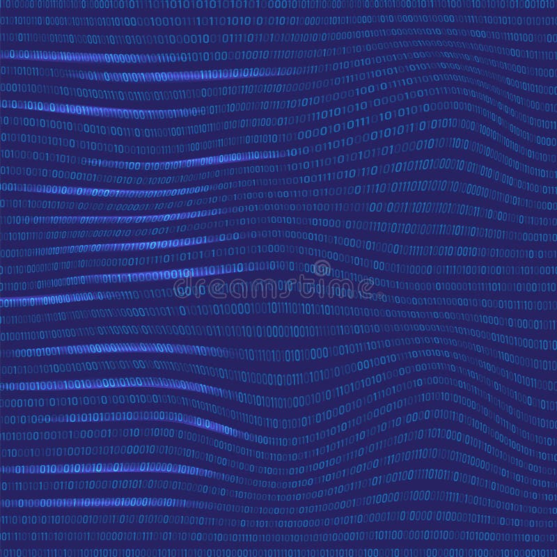Vector Digital Data Technology Concept. Blue Binary Data Software Programming Code Texture ...