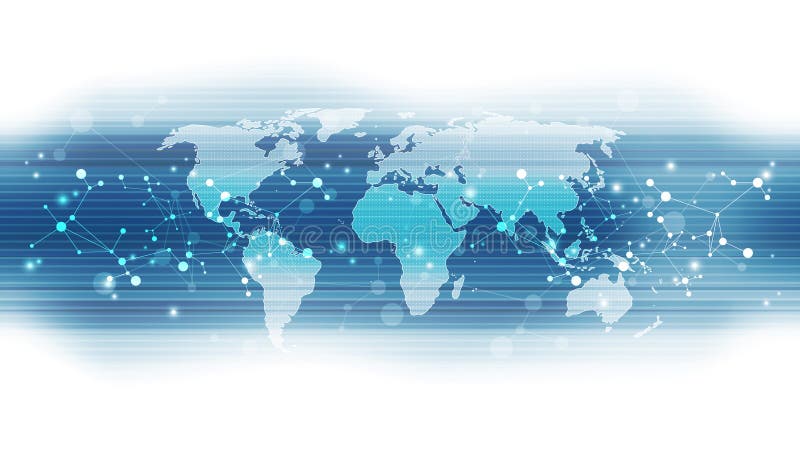 Abstract Global Technology Background with World Map and Connection ...