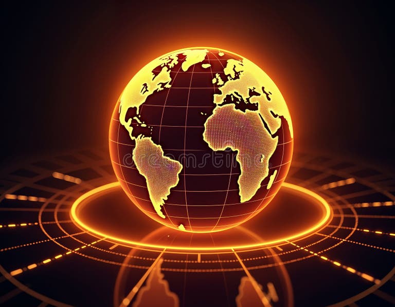 Vector of a Digital Holographic World Globe with Glowing Digital World ...