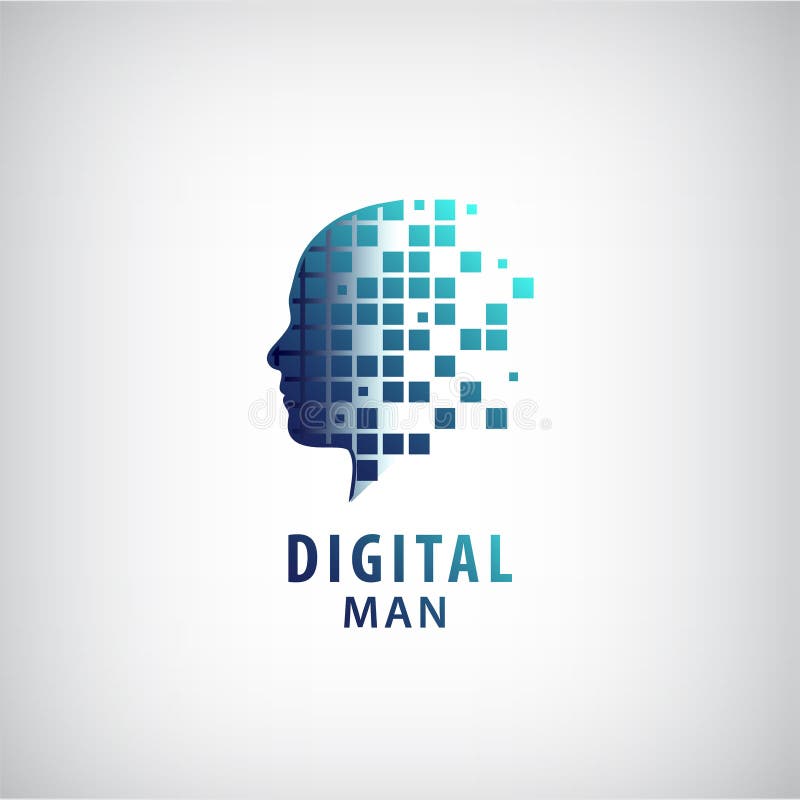 Vector digital man logo. stock vector. Illustration of modern - 99059054