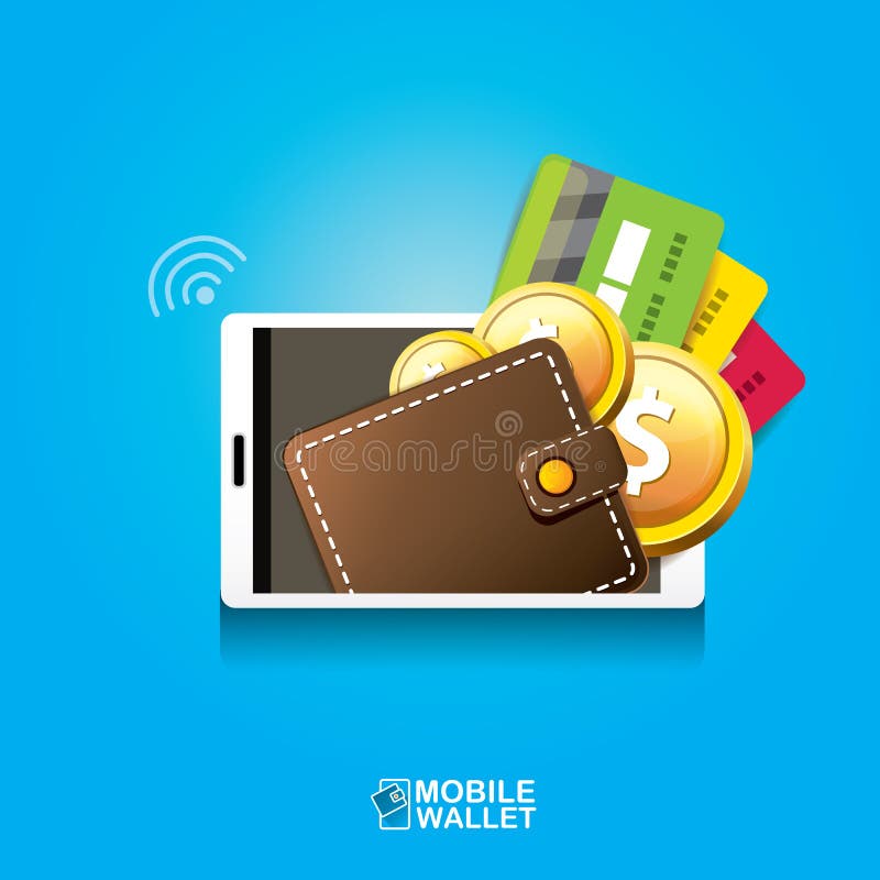 Vector Digital Mobile Wallet Vector Concept Icon. Stock Vector ...
