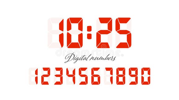 Digital Numbers Set Isolated on White Background Stock Illustration ...