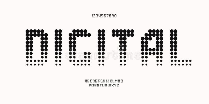 Digital Typeface Outlined stock vector. Illustration of cool - 62020594