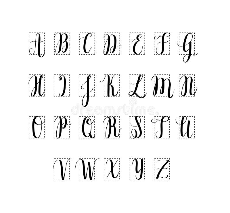 Handwritten Latin Calligraphy Brush Script with Numbers and Symbols ...