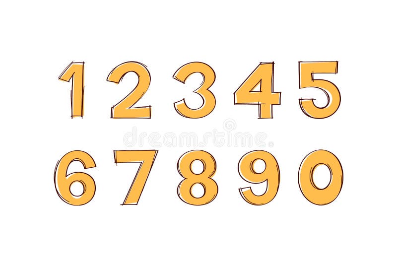 Vector of Digits in Hand Drawn Doodle Style. Doodle Numbers Stock ...