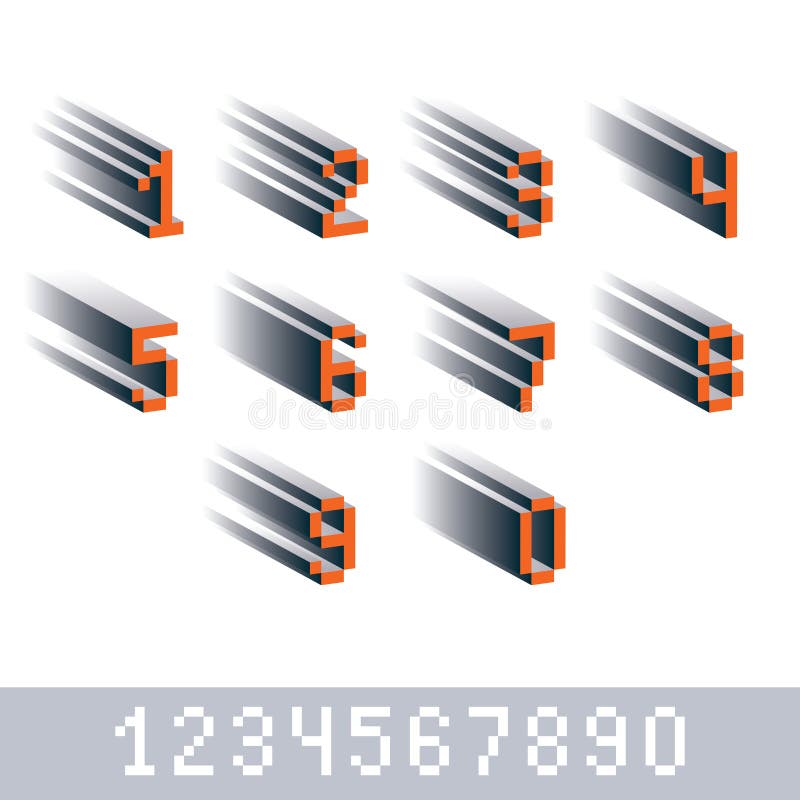 Vector Digits, Numerals Created in 8 Bit Style. Pixel Art Number Stock ...