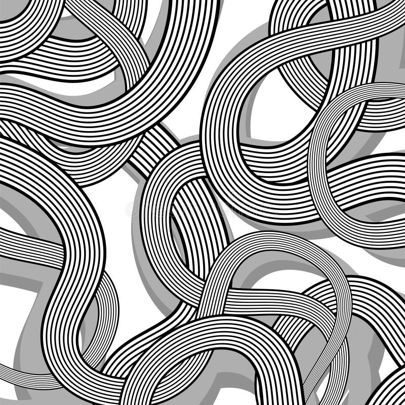 Vector Dimensional Curved Stripes Dynamic Composition. White Black ...