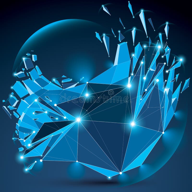 Vector Dimensional Wireframe Blue Sparkling Object with Radiance Stock ...