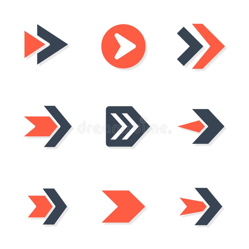 Vector Directional Arrow Icon Set Stock Illustration - Illustration of ...