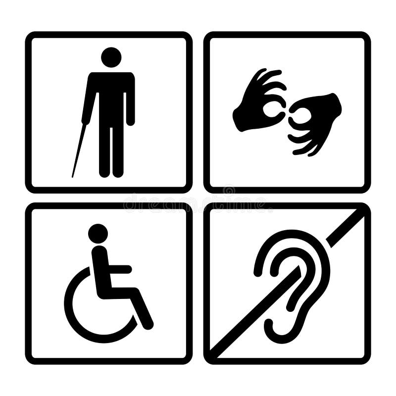 Disability Symbols and Signs Collection Stock Vector - Illustration of ...