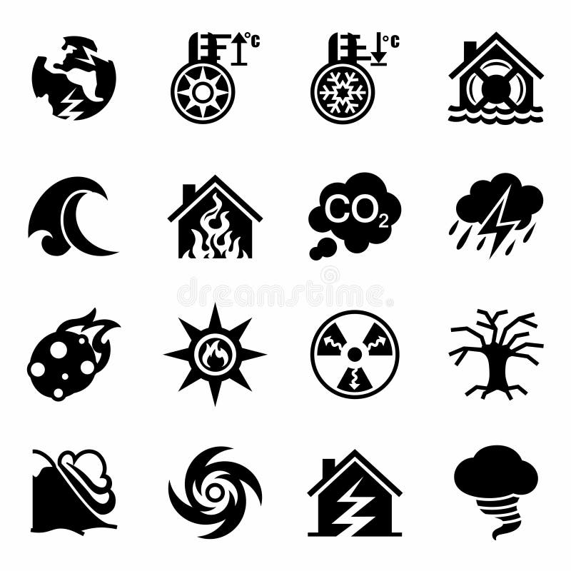 Vector Black Disaster Icon Set Stock Illustrations – 4,794 Vector Black ...