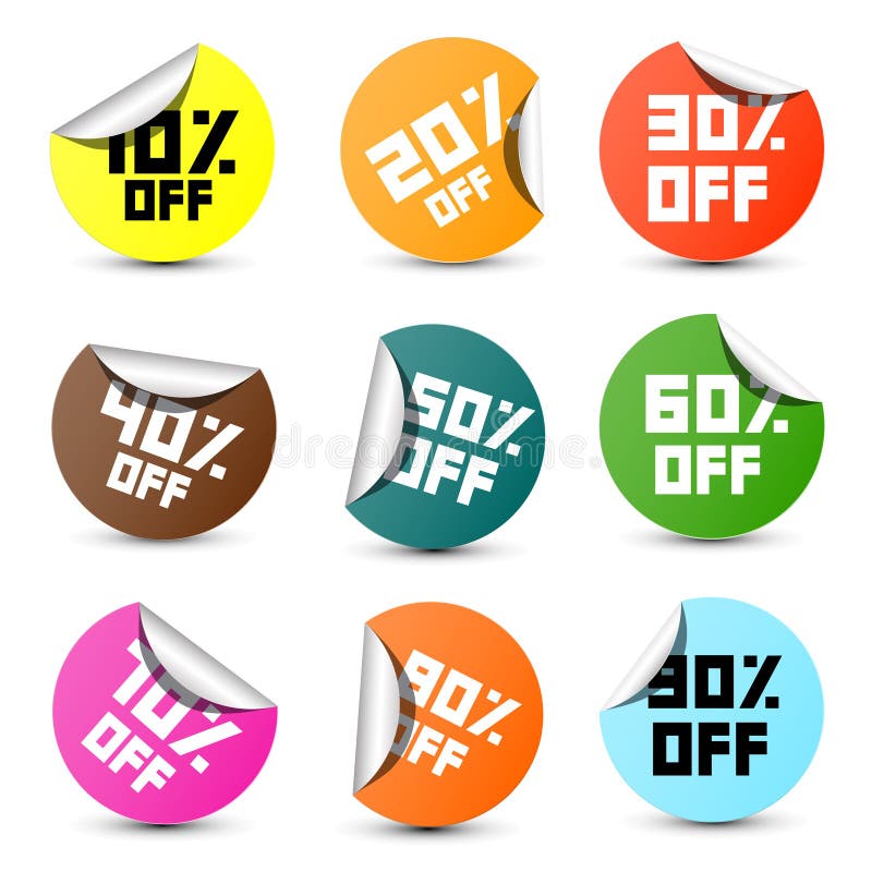 Vector Discount Circle Colorful Labels Stock Vector - Illustration of ...