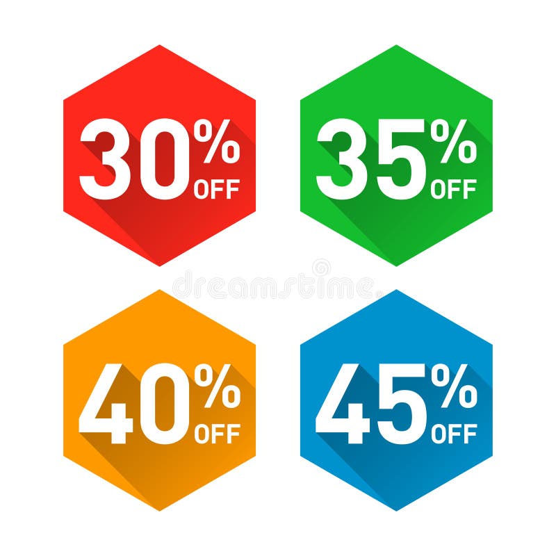 Vector Discount Labels. 30 , 35 , 40 and 45 Discount Label and ...