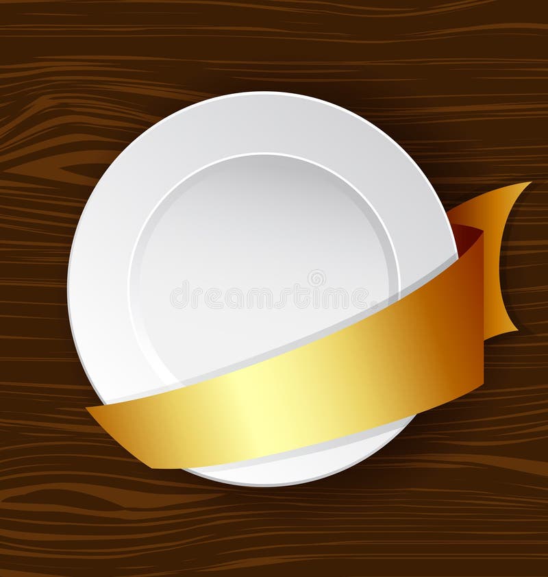 Vector Dish with Gold Ribbon Stock Vector - Illustration of round ...