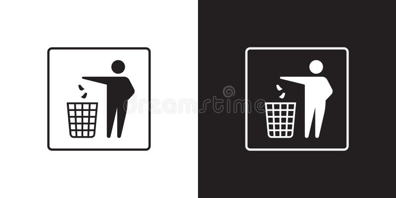 Dispose Trash Icon with Man Illustration Stock Vector - Illustration of ...