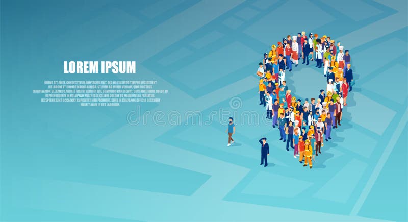 Vector Of Diverse Group Of People Gathering In Location Shaped As Geo ...