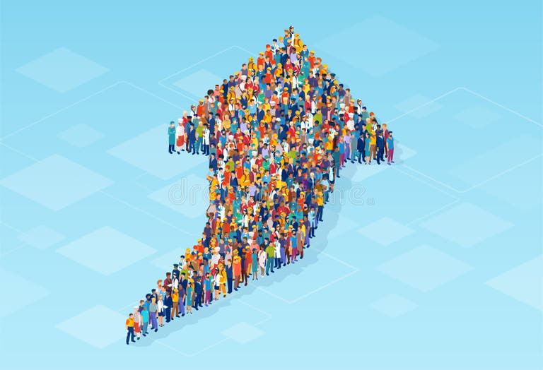 Vector of Diverse Group of People Shaped As an Arrow Growing Up Stock ...