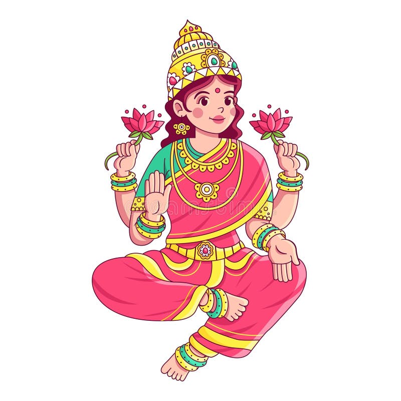 Vector Diwali Cute Goddess Lakshmi Illustration Isolated Stock Vector ...
