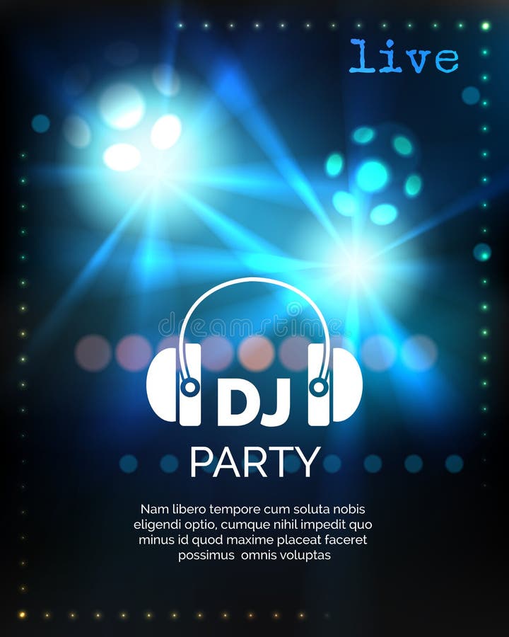 Vector Dj Party Poster Template Stock Vector - Illustration of beam ...