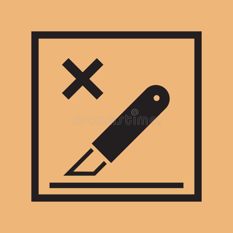 Vector Do Not Open with Cutter Icon Symbol for Packaging Stock Vector ...