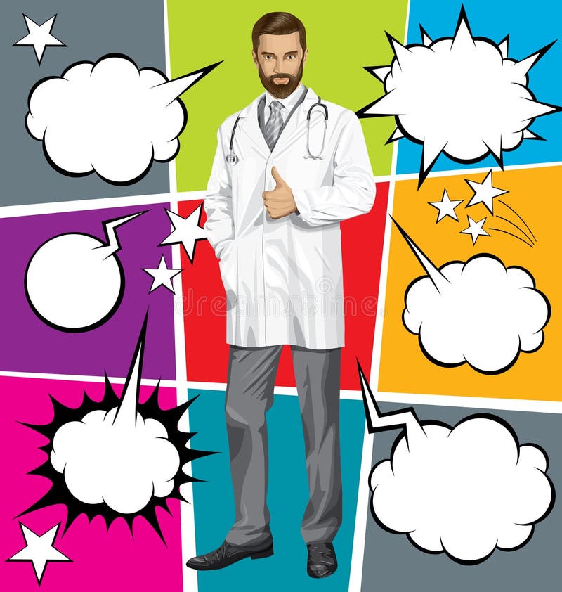 Vector Doctor with Stethoscope Stock Vector - Illustration of cheerful ...
