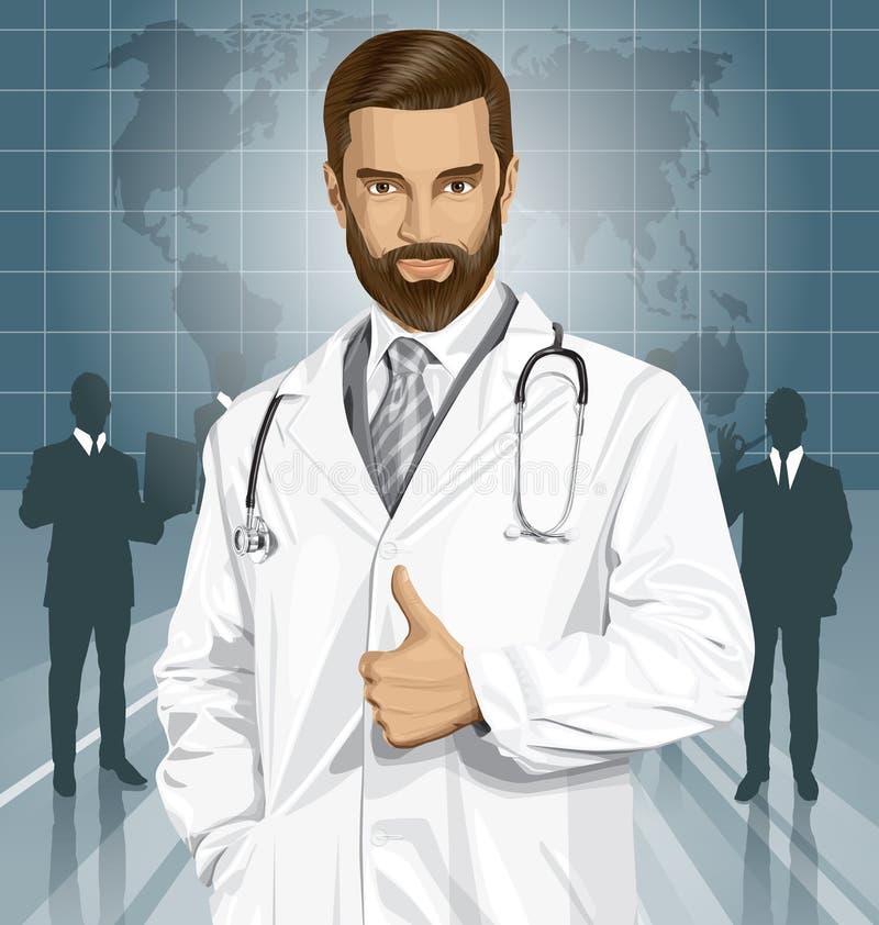 Vector Doctor with Stethoscope Stock Vector - Illustration of handsome ...