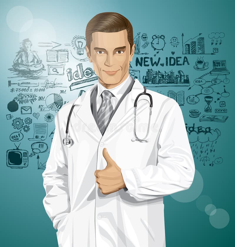 Vector Doctor with Stethoscope Stock Vector - Illustration of coat ...