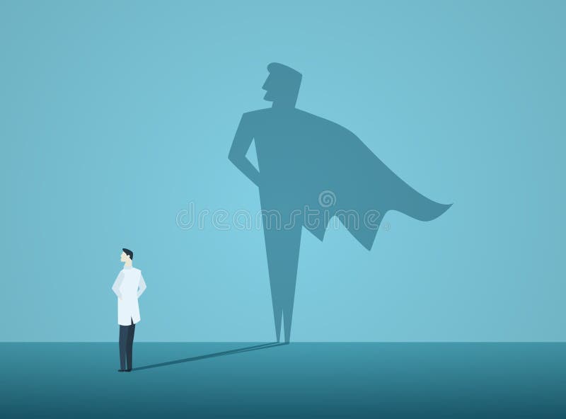 Vector of a Doctor with a Super Hero Shadow Stock Illustration ...