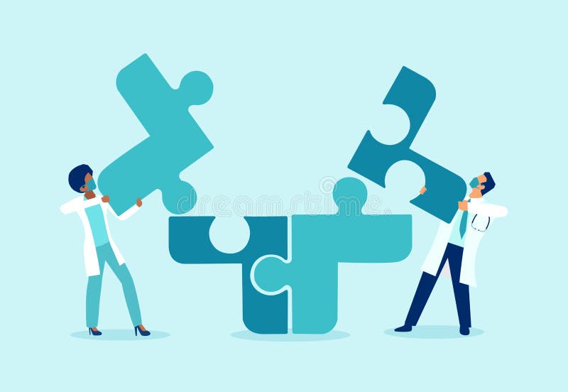 Vector of Two Doctors Putting Puzzle Pieces Together a Symbol of Team ...