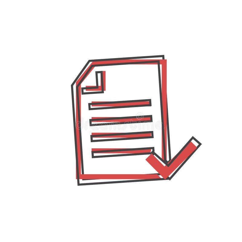 Vector Document with Checkmarks on Cartoon Style on White Isolated ...