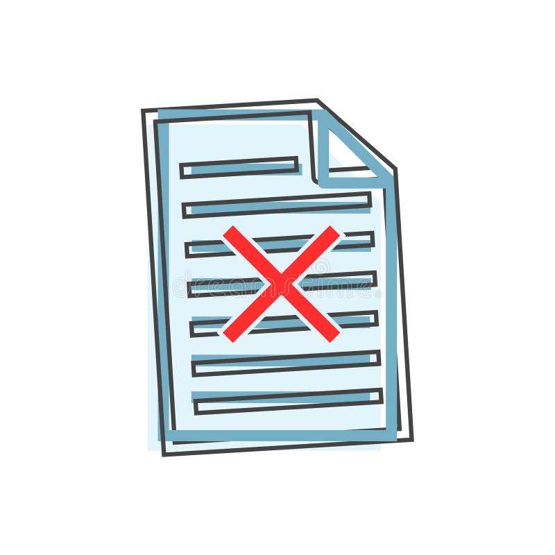 Vector Document Error Icon on Cartoon Style on White Isolated ...