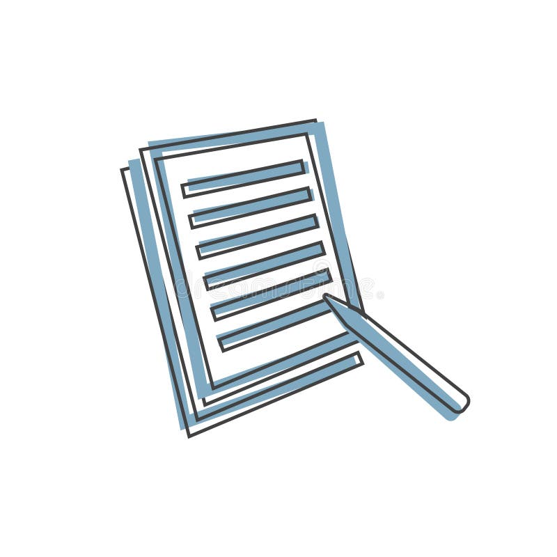 Vector Document Icon with Pencil. Document Verification Symbol Cartoon ...