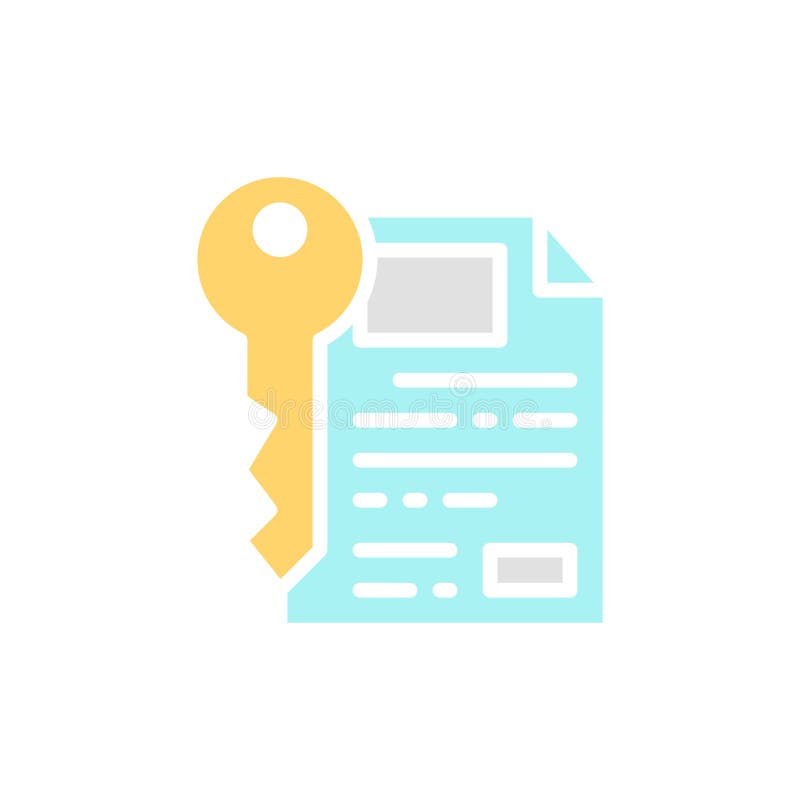Document with Key, Certificate, Safe Paper Line Icon. Stock Vector ...