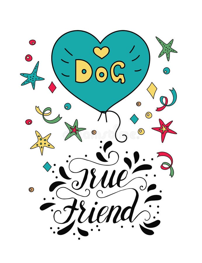 Vector Dog Card with Handdrawn Lettering Message. Stock Vector ...