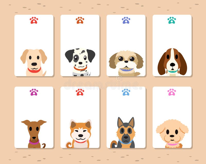 Vector Dogs Card Template Set Stock Vector - Illustration of bulldog ...