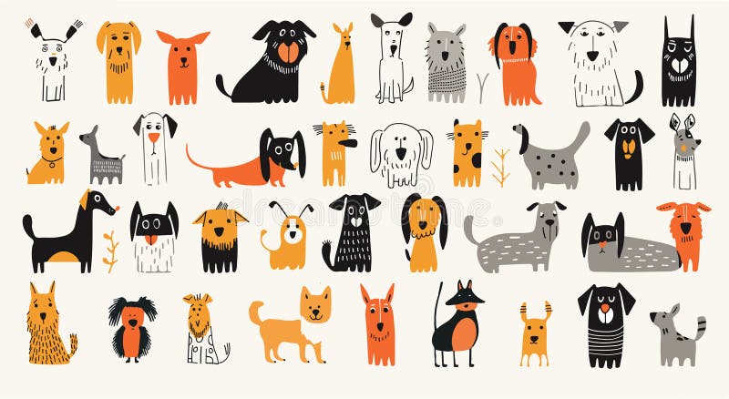 Vector Dogs Fun Cartoon Style Illustration Stock Vector - Illustration ...