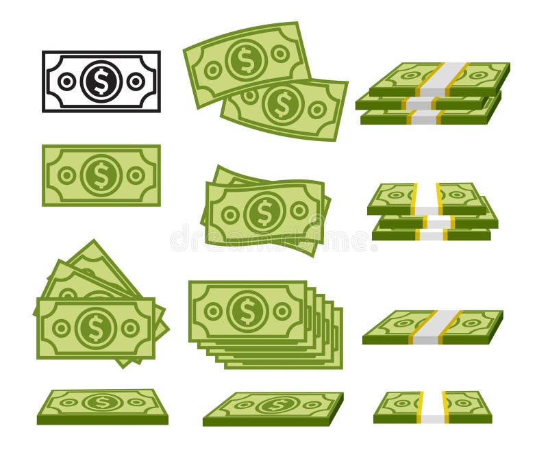 Vector Dollar Banknotes and Packages Stock Illustration - Illustration ...