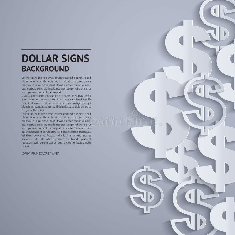 Vector Dollar Signs on Grey Background. Stock Vector - Illustration of ...