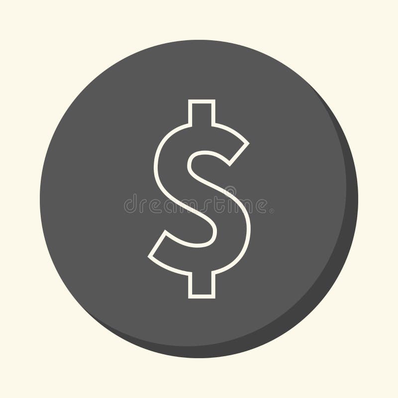 Vector Dollar Symbol, Round Line Icon with the Illusion of Volume ...